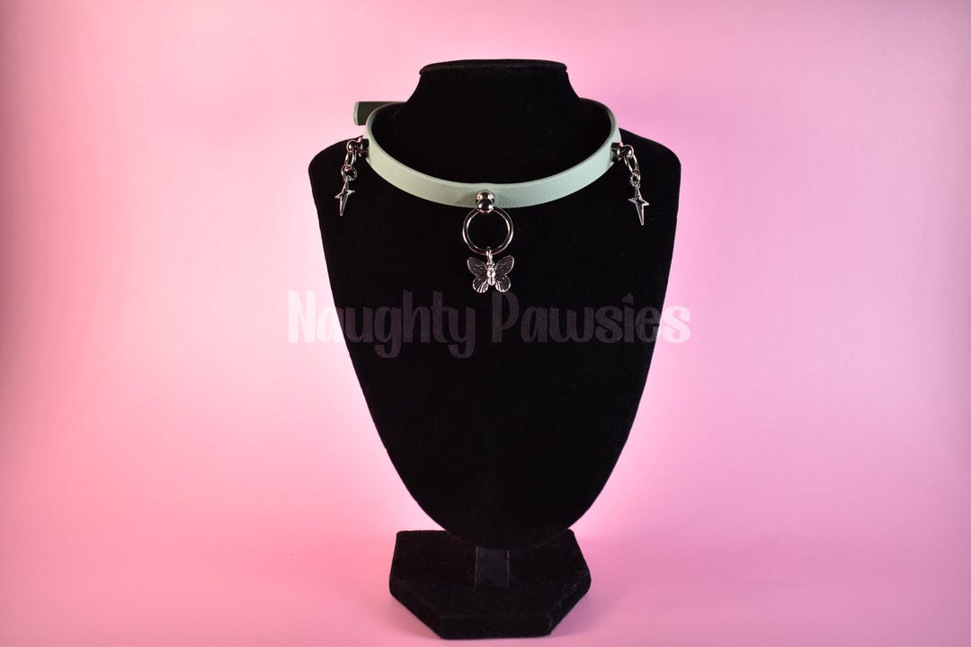 Made to Your Size / Biothane Sage Green Butterfly Choker / Kitten Play ...