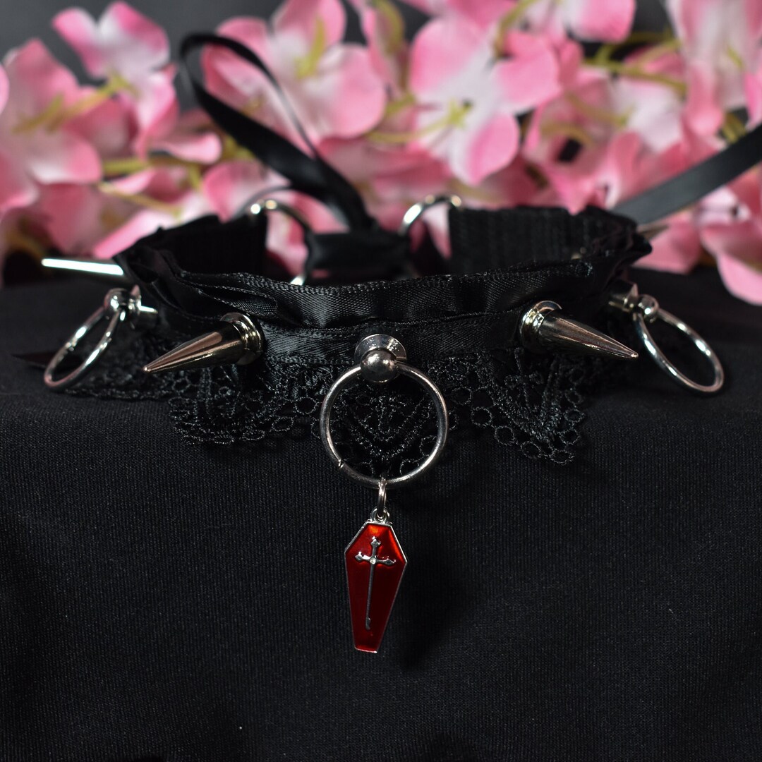 Made to Your Size / Spiked Vampire Lace Choker / Kitten Play Collar ...