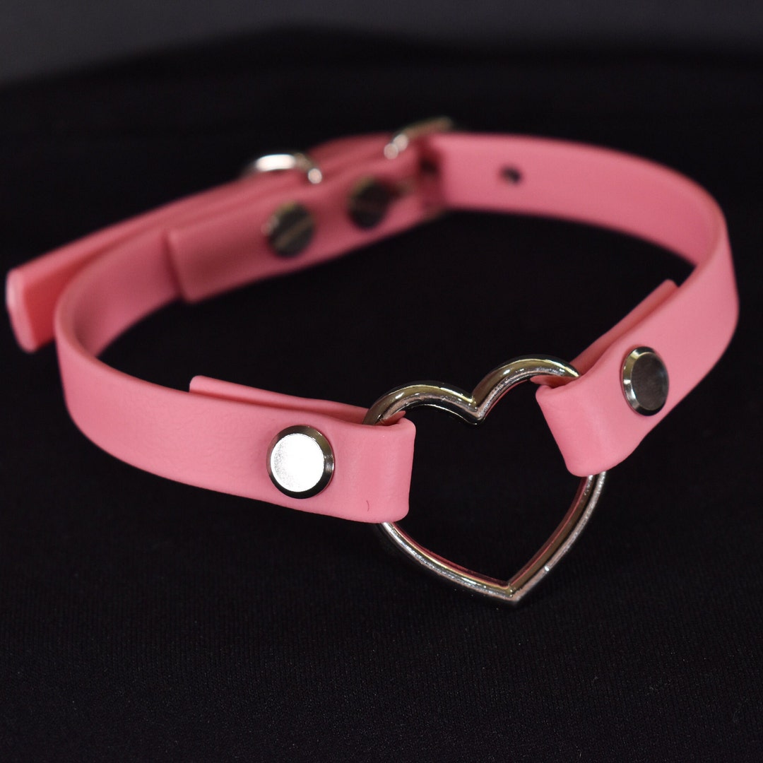 Made to Your Size / Biothane Pink Heart Choker / Kitten Play - Etsy