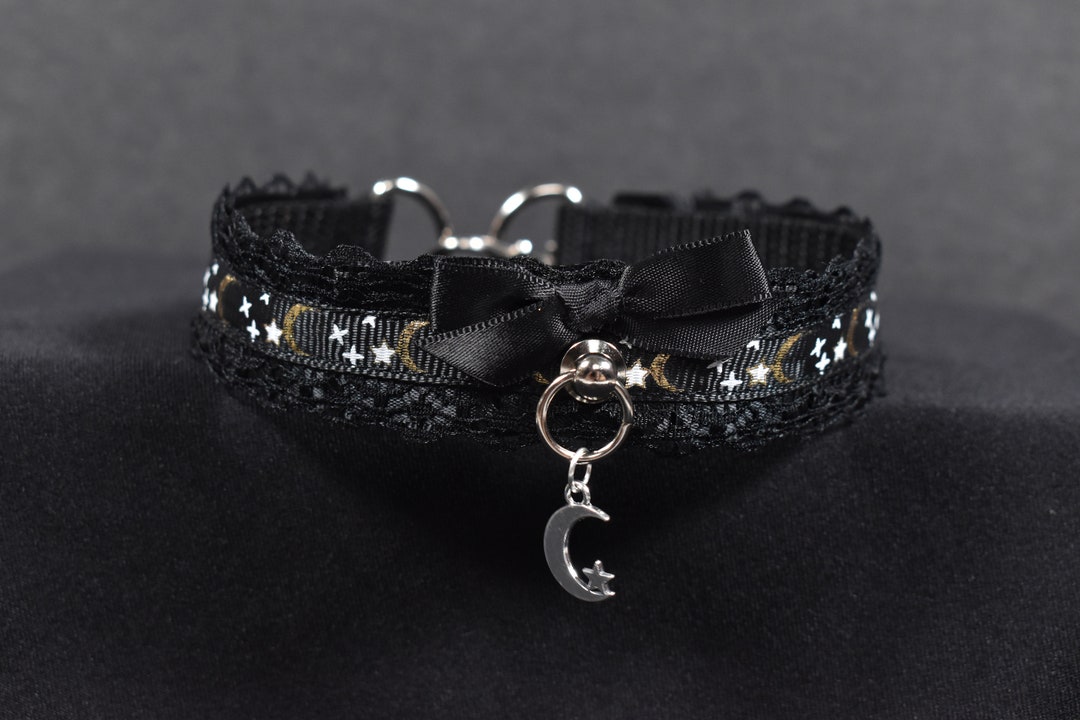 Made to Your Size / Thin Black Sky Choker / Kitten Play Collar / Goth ...