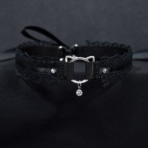 Made to Your Size / Black Kitty Choker / Kitten Play Collar / Goth ...