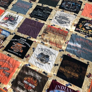Harley T-shirt Quilt-hd Motorcycle Bedding-biker-hd Memory Tshirt Quilt ...