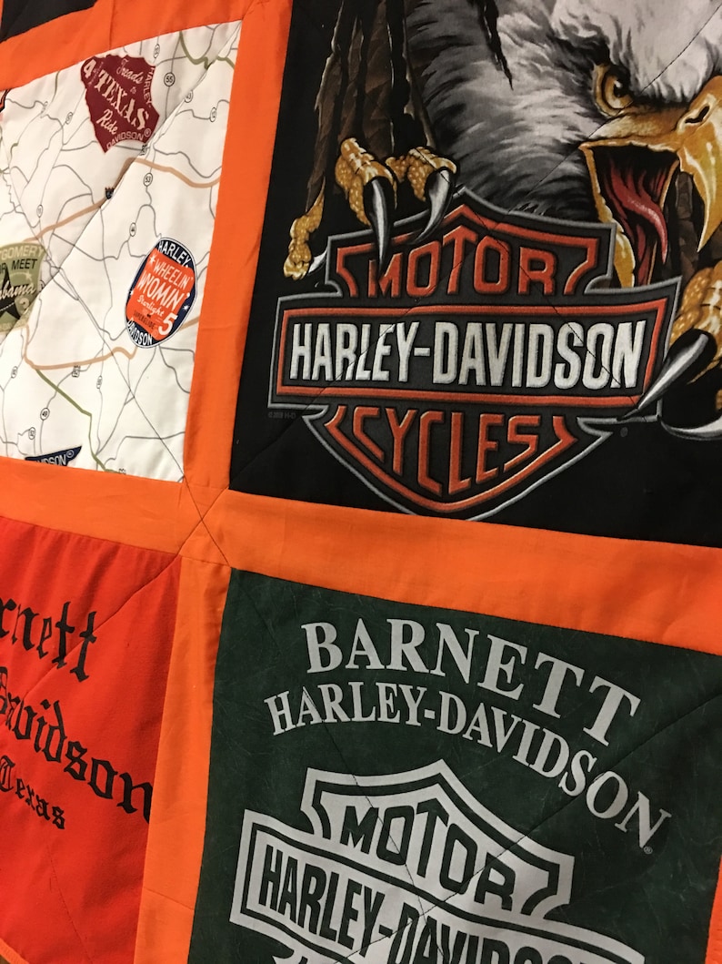 Harley T-shirt Quilt-hd Motorcycle Bedding-biker-hd Memory - Etsy
