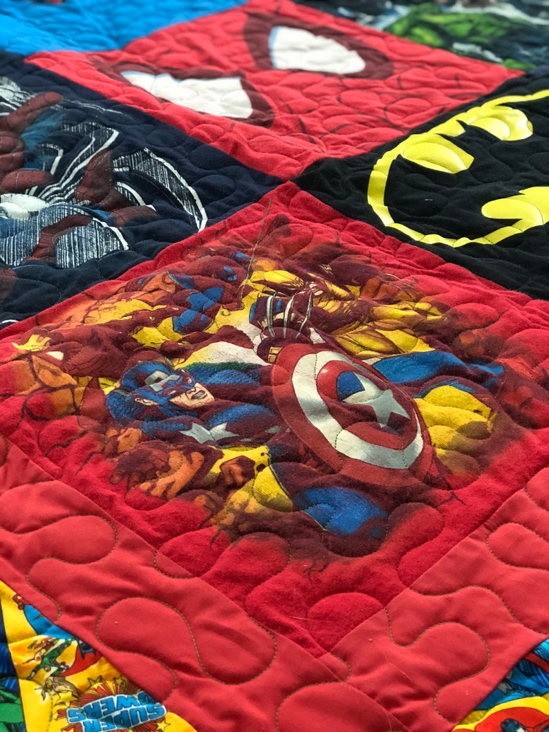 T Shirt Quilt-superhero Quilt-handmade Quilts-quilts-custom - Etsy
