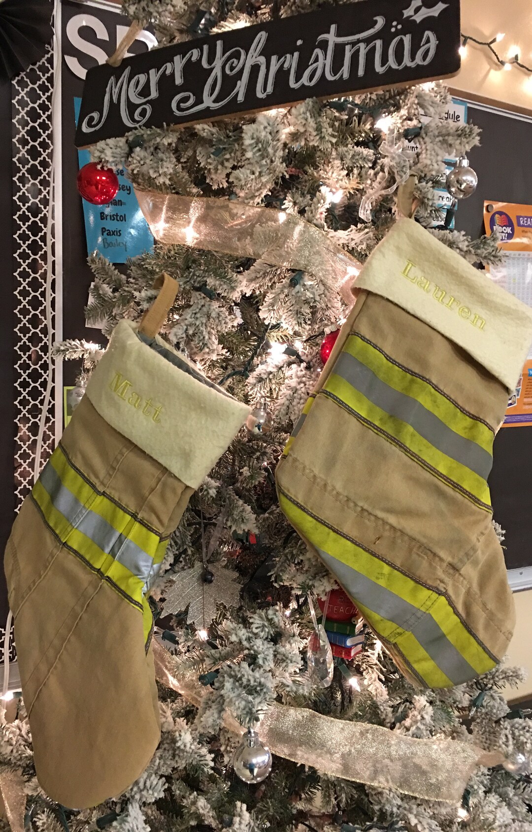 Firefighter Personalized Bunker Gear Christmas Stocking-recycled ...