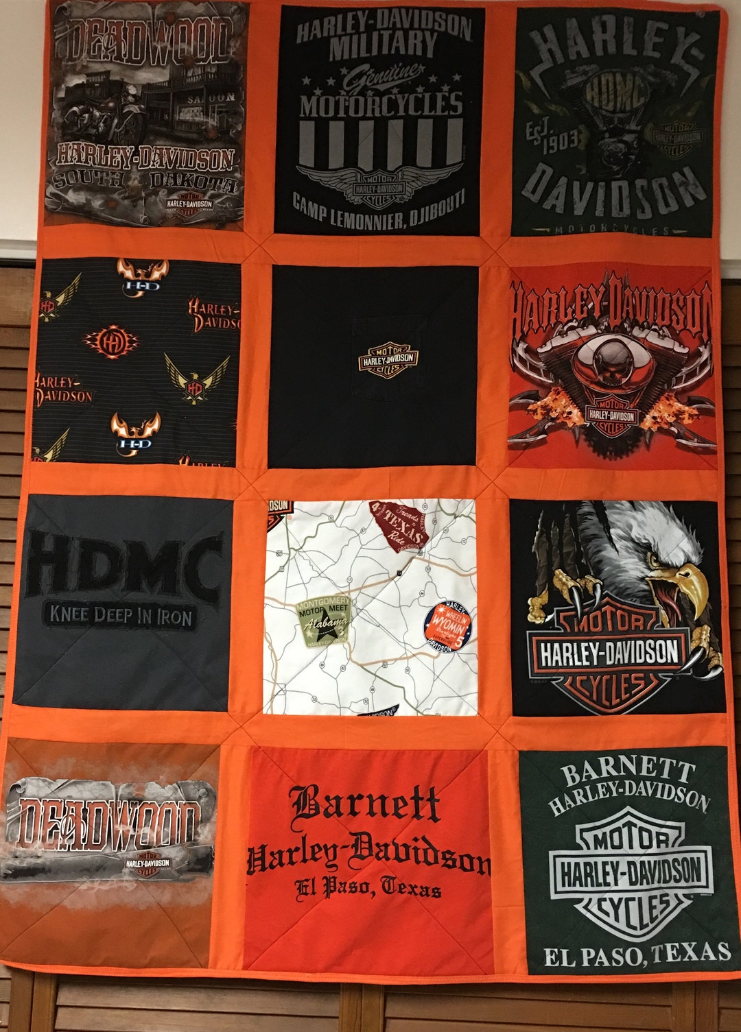 Harley T-shirt Quilt-hd Motorcycle Bedding-biker-hd Memory Tshirt Quilt ...