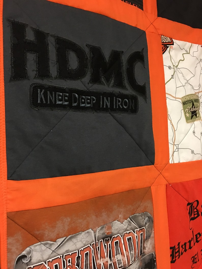 Harley T-shirt Quilt-hd Motorcycle Bedding-biker-hd Memory - Etsy