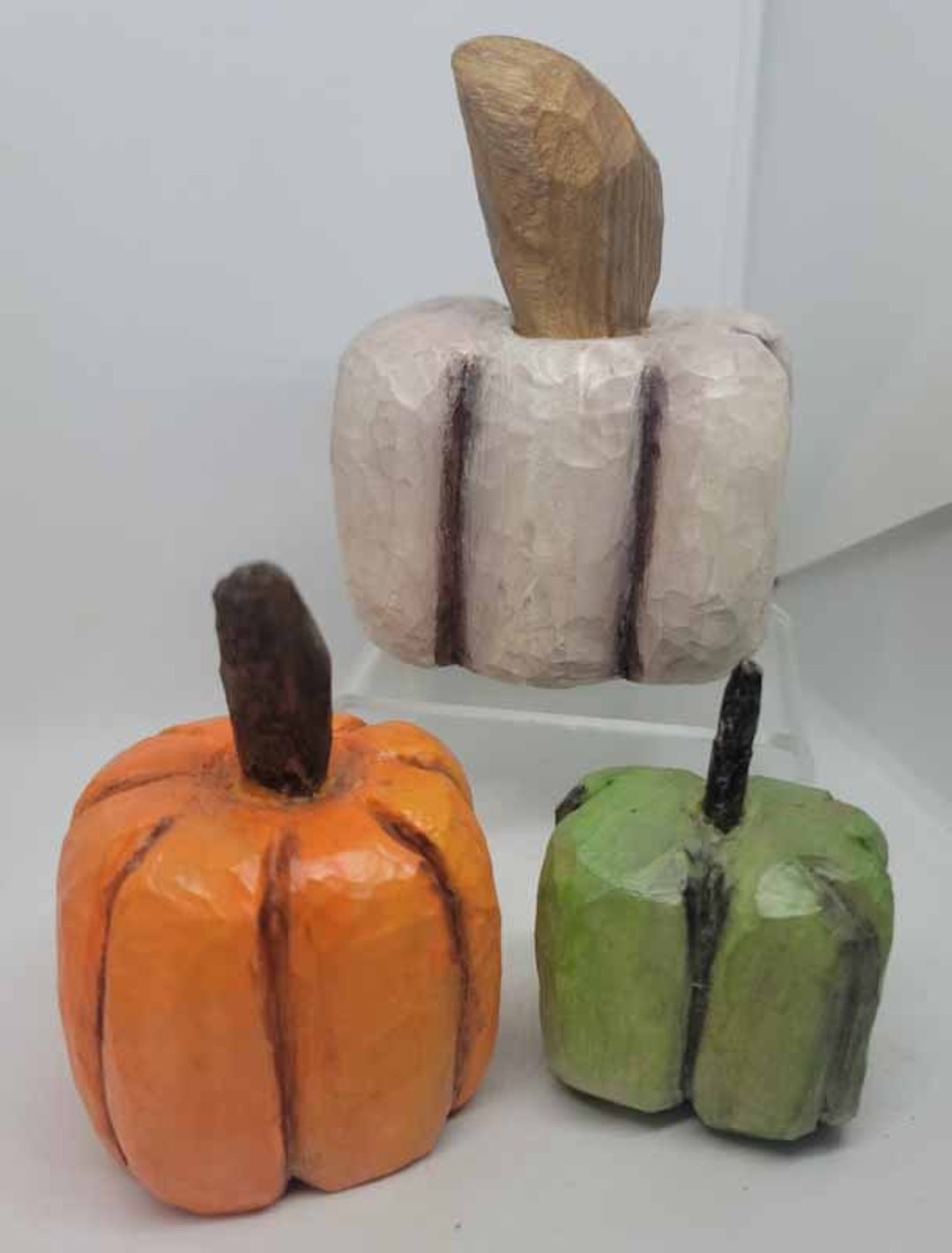 Set of Wooden Handcarved Pumpkins - Etsy