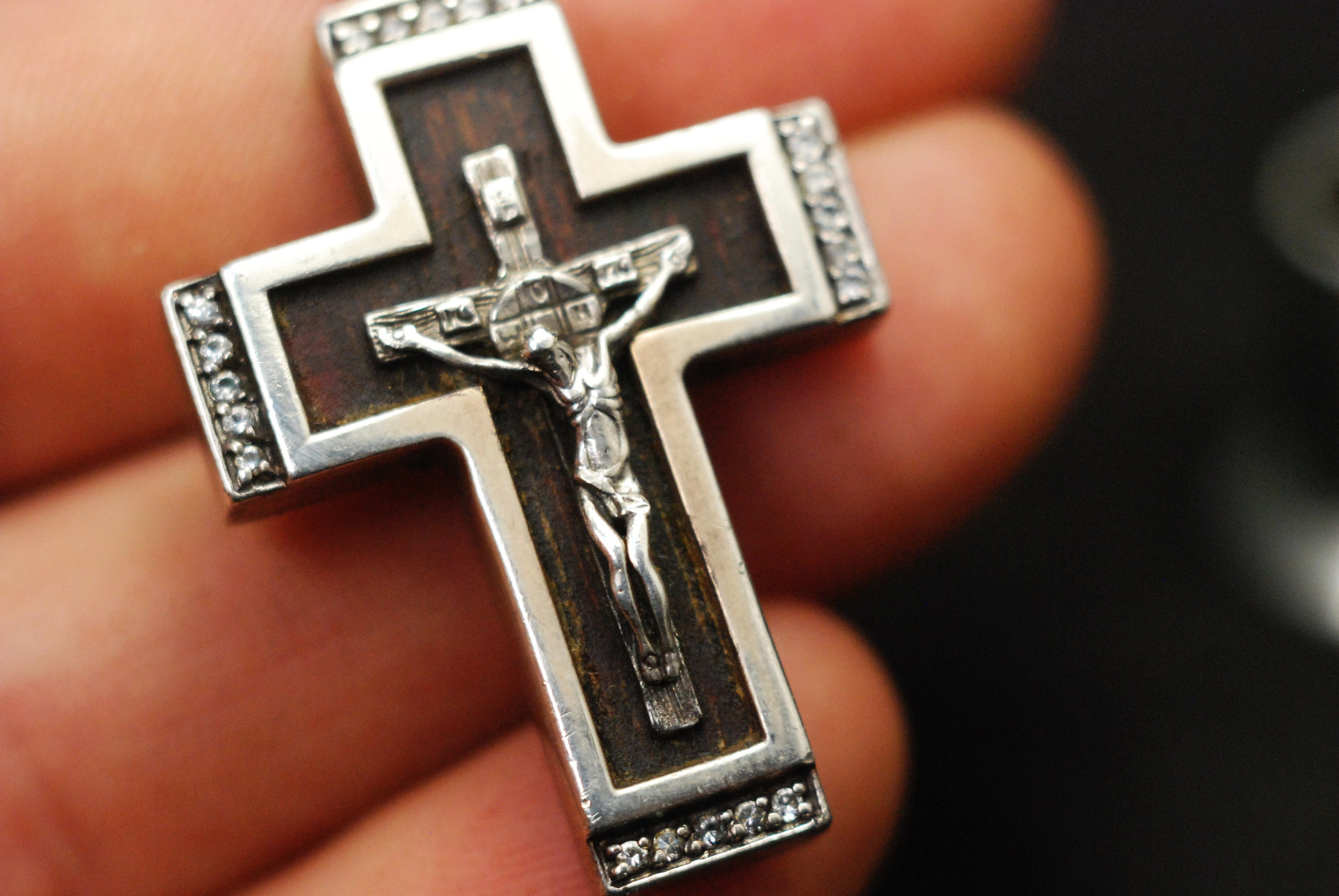 Beautiful Christian Silver Cross Wood Inserts Weight 11.98 | Etsy