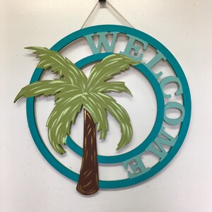 Palm Tree Door Hanger for Home or Office, Welcome Sign, Wreath, Home ...