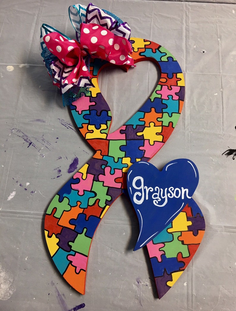 Autism Door Hanger Awareness Ribbon Art Puzzles Autism | Etsy Autism Door Hanger Awareness Ribbon Art Puzzles Autism | Etsy
