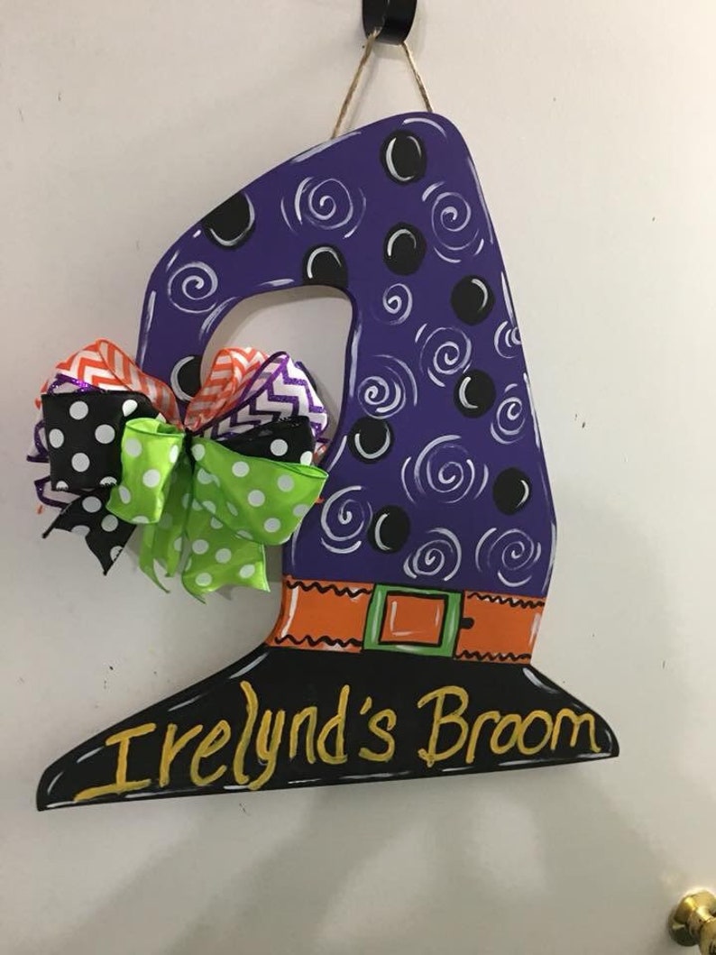 Witch Hat Door Hanger Halloween Wall Art Holiday Wreath - Etsy