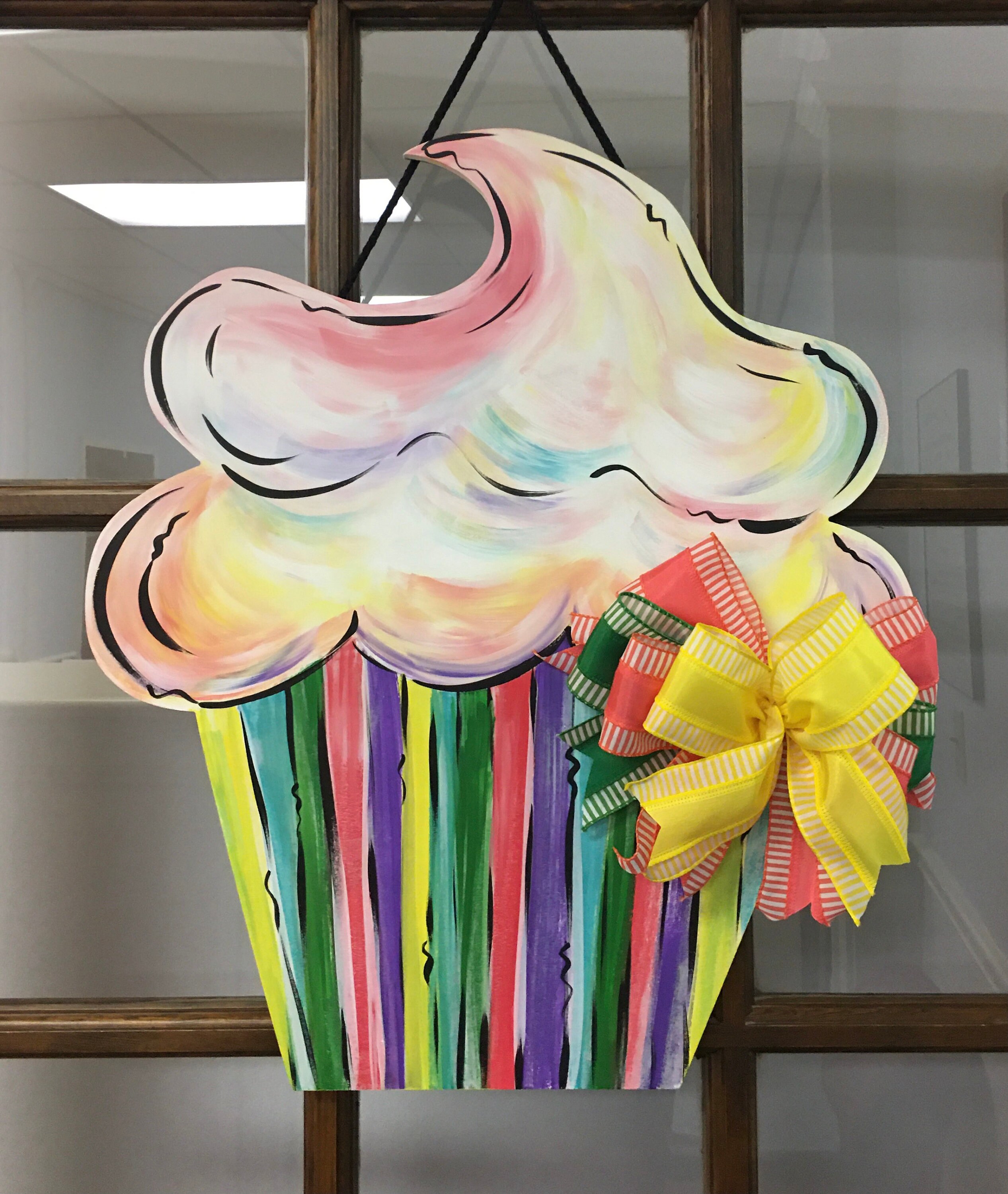 Cupcake Door Hanger Birthday Wreath Door Decor Personalized | Etsy