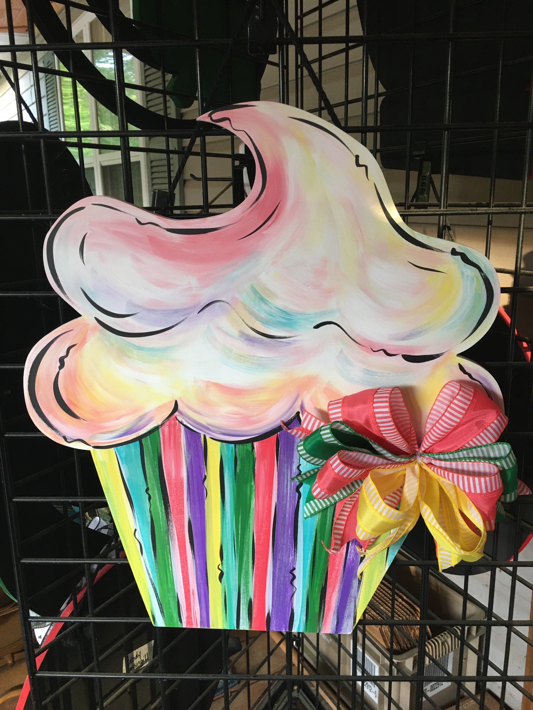 Cupcake Door Hanger Birthday Wreath Door Decor Personalized | Etsy