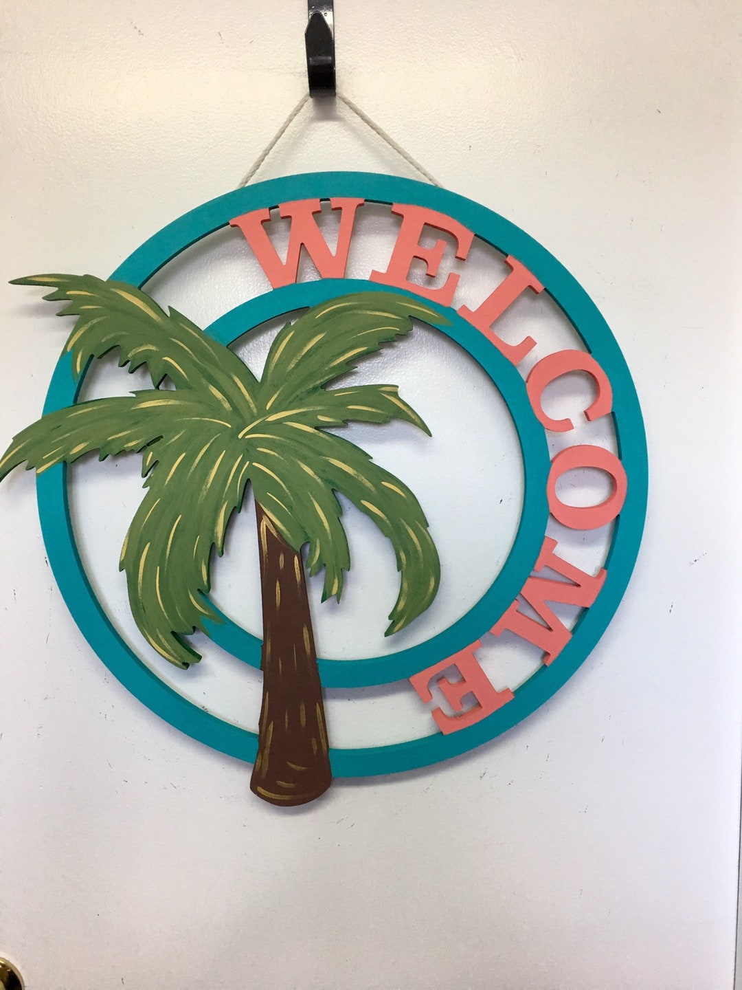 Palm Tree Door Hanger for Home or Office, Welcome Sign, Wreath, Home ...