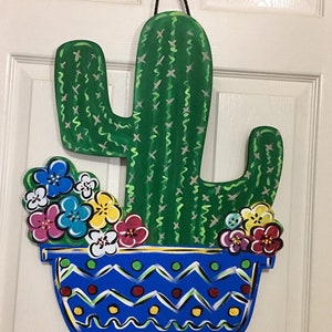Cactus Door Hanger, Home Decor, Cactus Decor, Welcome Signs, Wreaths ...
