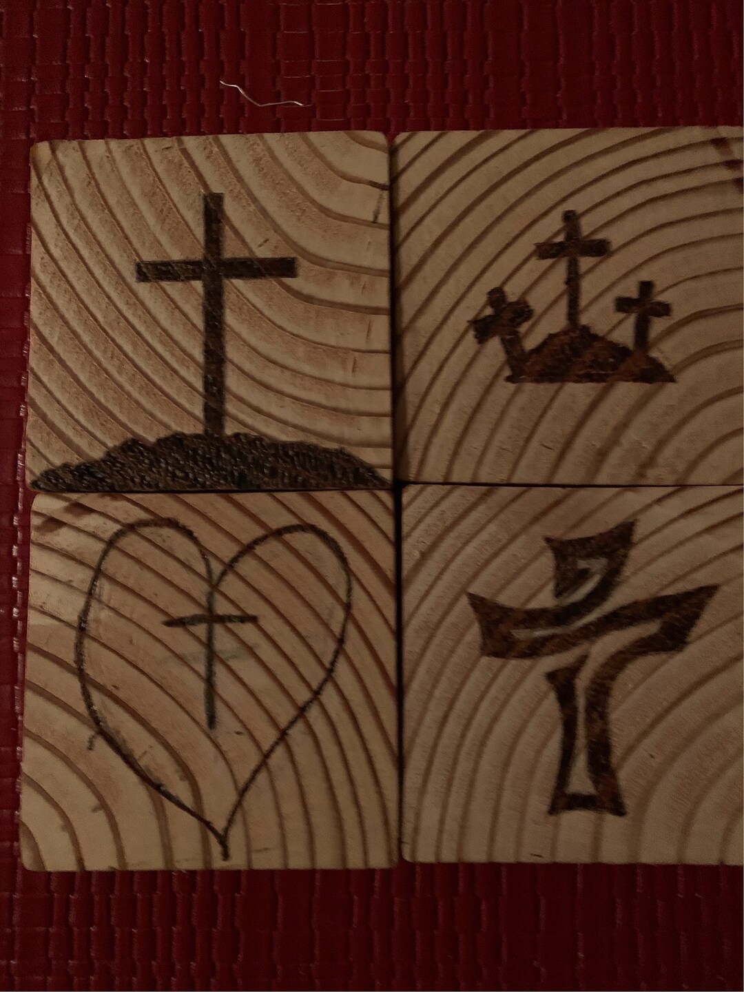 Wood Coasters With CROSS Designs -set of 4 - Etsy