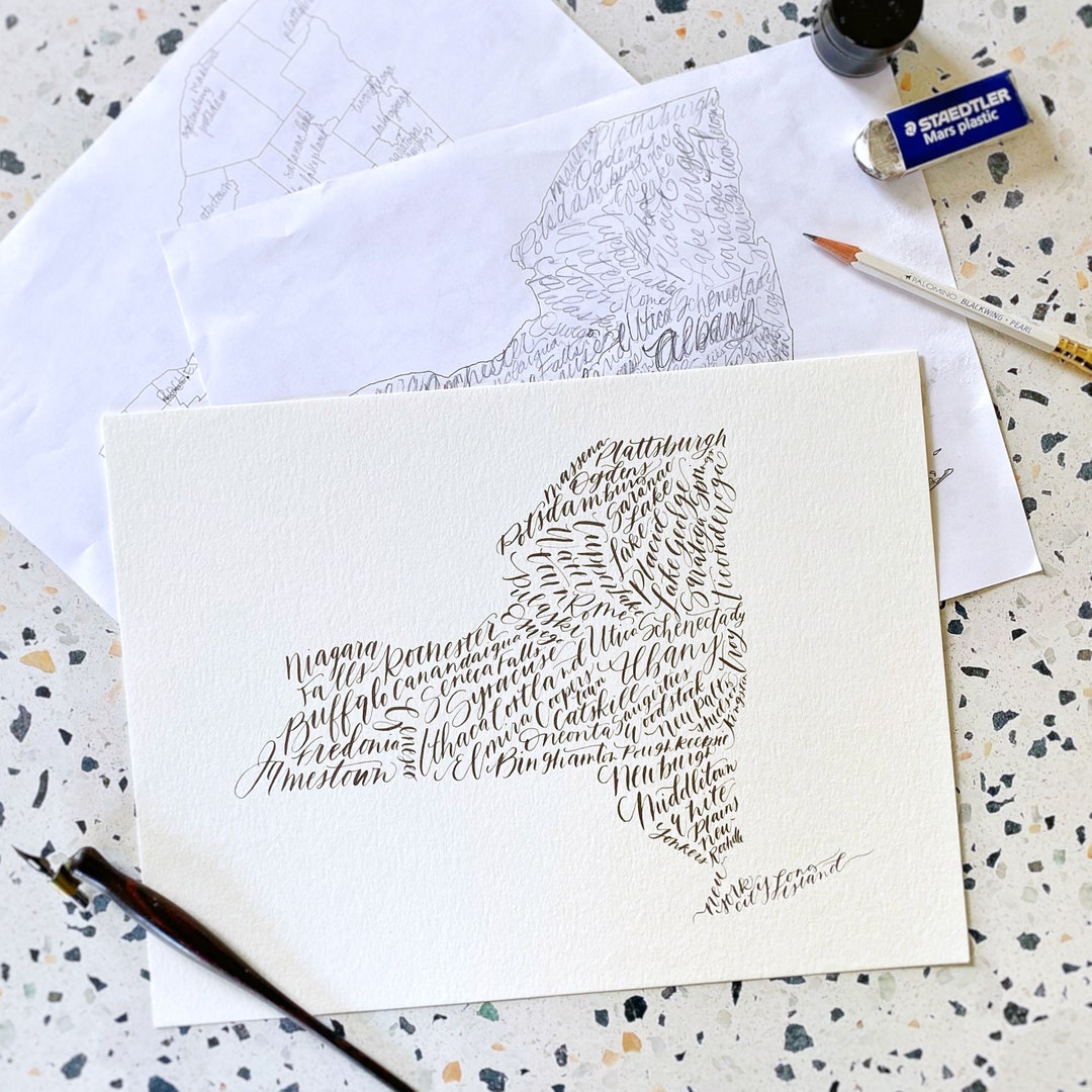 New York Towns Calligraphy Art Handwritten New York NY Art Print Signed ...