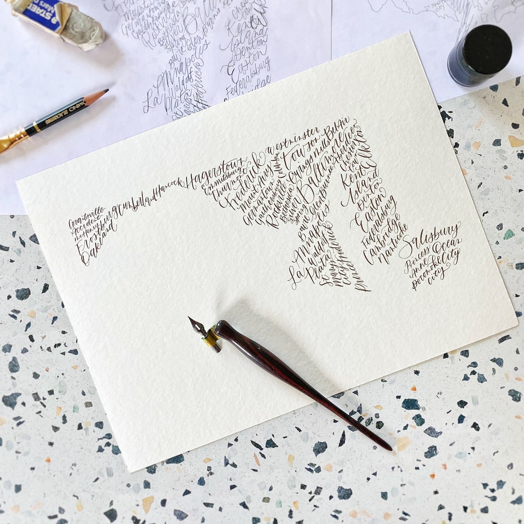 Maryland Towns Calligraphy Art – Handwritten Maryland (MD) Art Print ...
