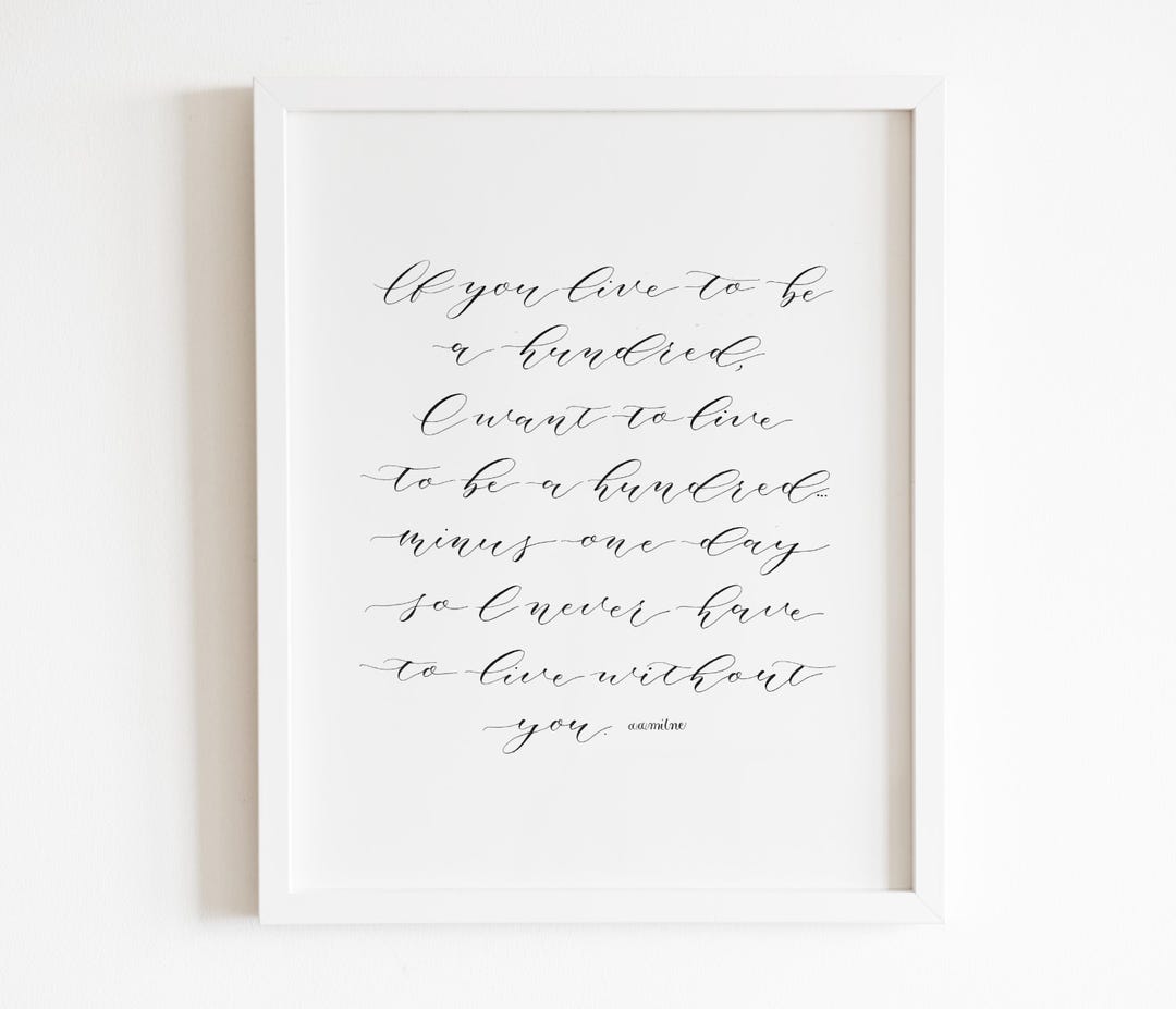 A4 A.a.milne Quote Print / Winnie the Pooh Quote / Modern Calligraphy ...