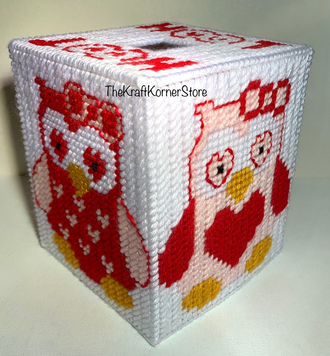 Lovable Owls Tissue Box Cover, Mothers Day, Valentine’s Day, Hand ...