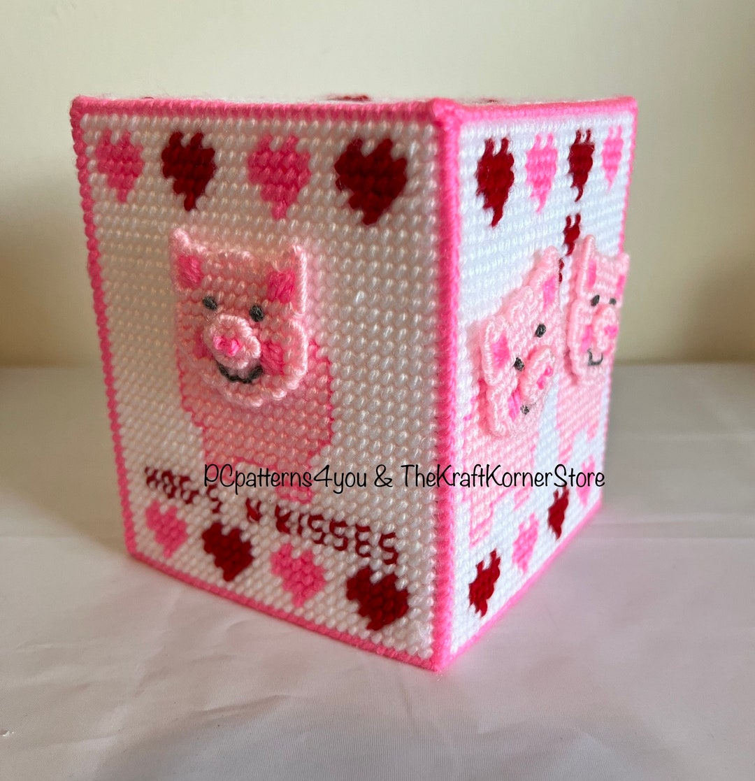 Hogs N Kisses Tissue Box Cover Hand Stitched on Plastic - Etsy