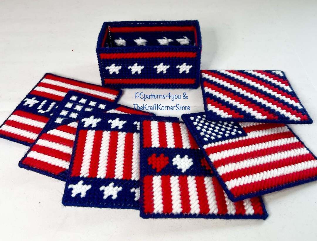 Patriotic Coasters Collection and Holder - Etsy