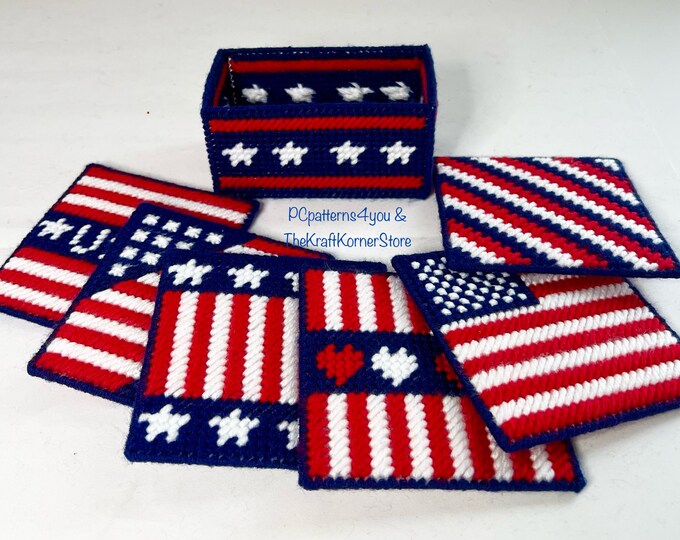 Patriotic Coasters Collection and Holder - Etsy