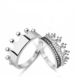 Crown Ring,queen Crown Ring,silver Crown Ring,king and Queen Ring ...