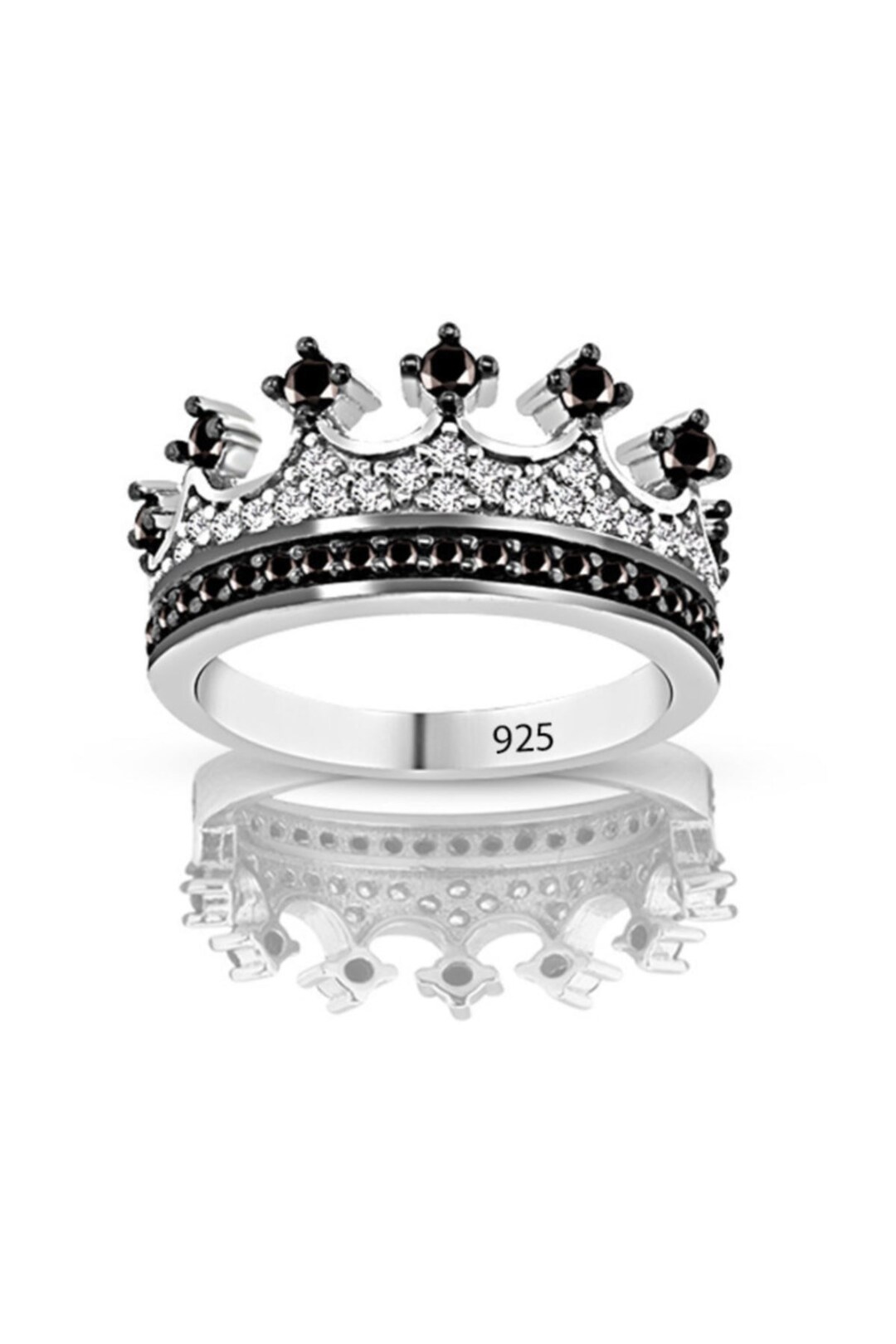 Silver Crown Ring, Crown Ring,queen Ring,black Crown Ring,tiara Rings ...