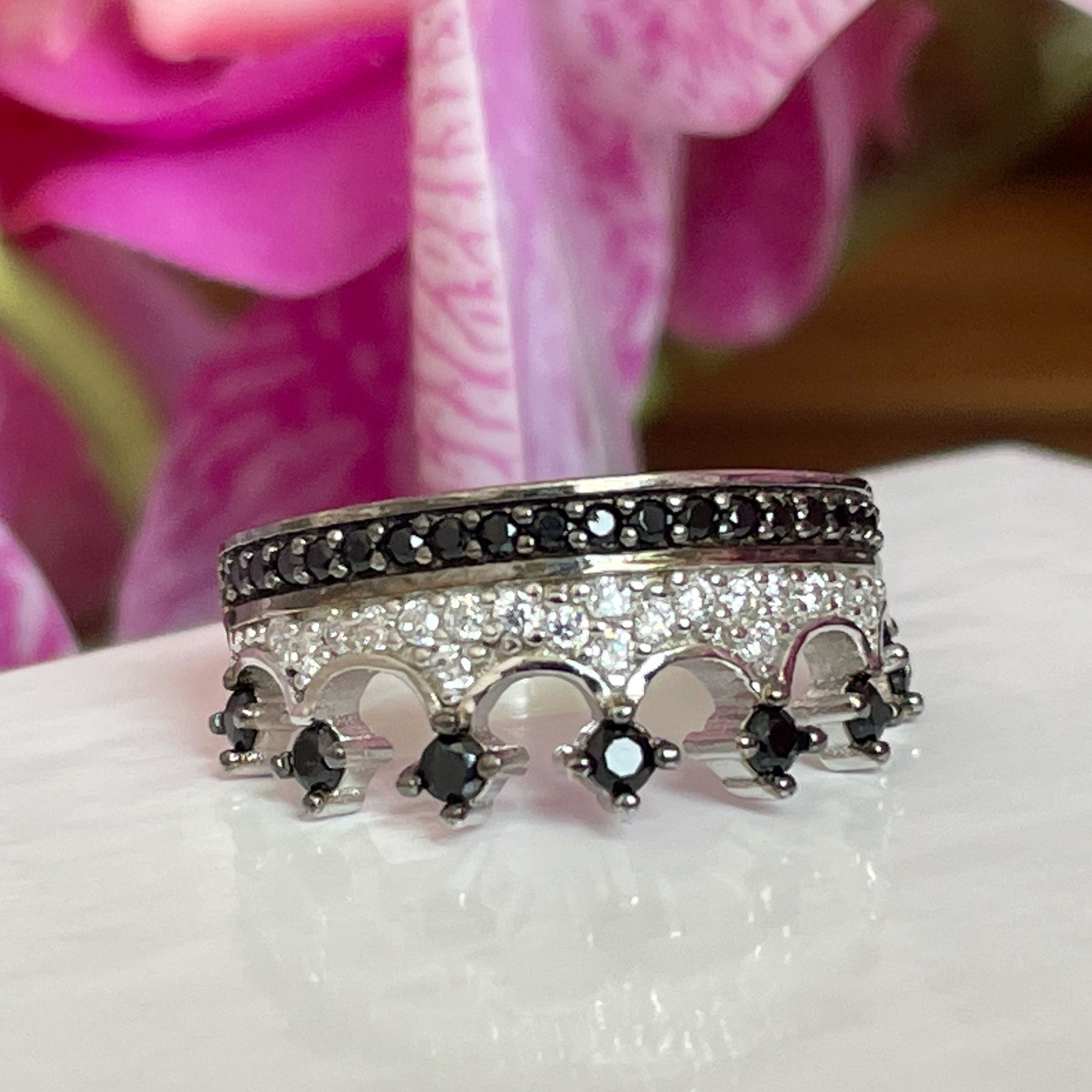 Silver Crown Ring, Crown Ring,queen Ring,black Crown Ring,tiara Rings ...
