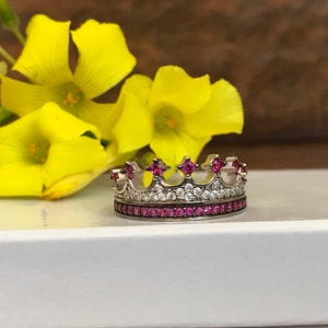 925K Sterling Silver Ruby Queen Crown Ring,crown Ring,silver Crown Ring ...