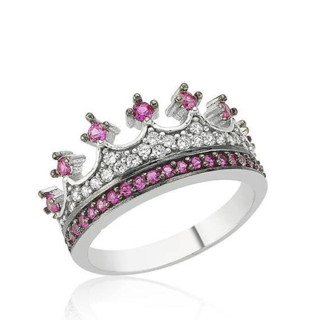 925K Sterling Silver Ruby Queen Crown Ring,crown Ring,silver Crown Ring ...