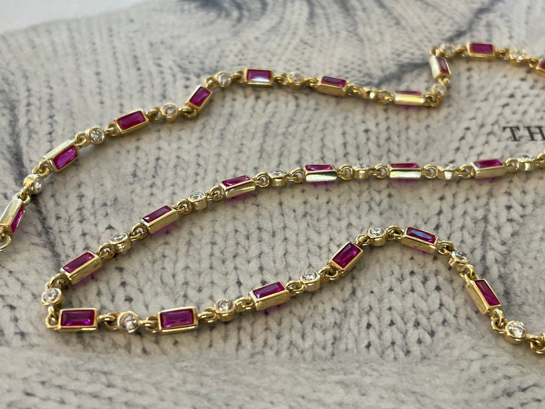 Ruby Tennis Necklace,925k Sterling Silver Tennis Necklace,tennis ...