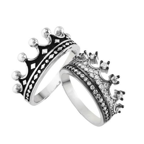 Solid Sterling Silver Ring Queen Crown Ring King Ring - Etsy