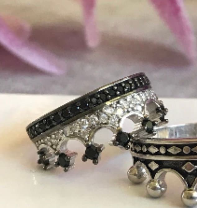 Silver crown ring crown ringqueen ringblack crown | Etsy