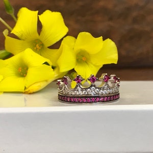 925K Sterling Silver Ruby Queen Crown Ring,crown Ring,silver Crown Ring ...