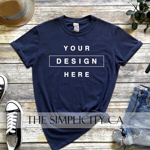Gildan 64000 Softstyle Navy T-shirt Mockup Rolled Sleeves Flat - Etsy