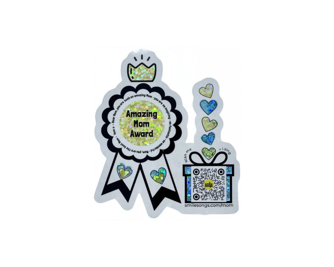 Amazing Mom Award QR Code Vinyl Die Cut Sticker - Glitter Sticker - Die ...