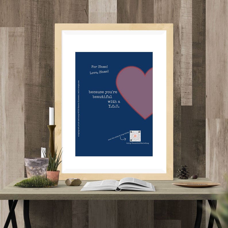 Art Print You're Beautiful With a Y.O.U. Me Too Gift - Etsy
