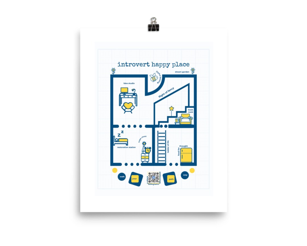 Introvert Happy Place QR Code 8x10 Art Print - Introvert Gift - QR Code ...