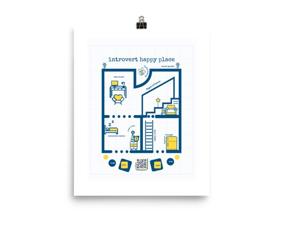 Introvert Happy Place QR Code 8x10 Art Print Introvert Gift - Etsy