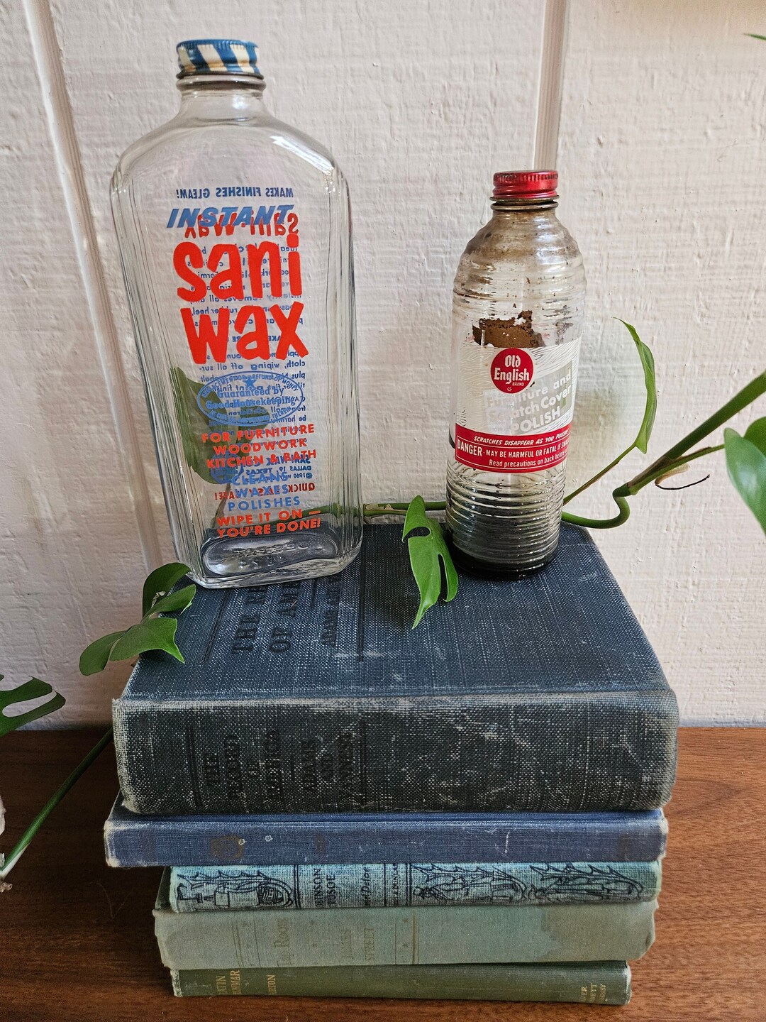 2 Glass 1950's Jars, Old English and Sani-wax - Etsy