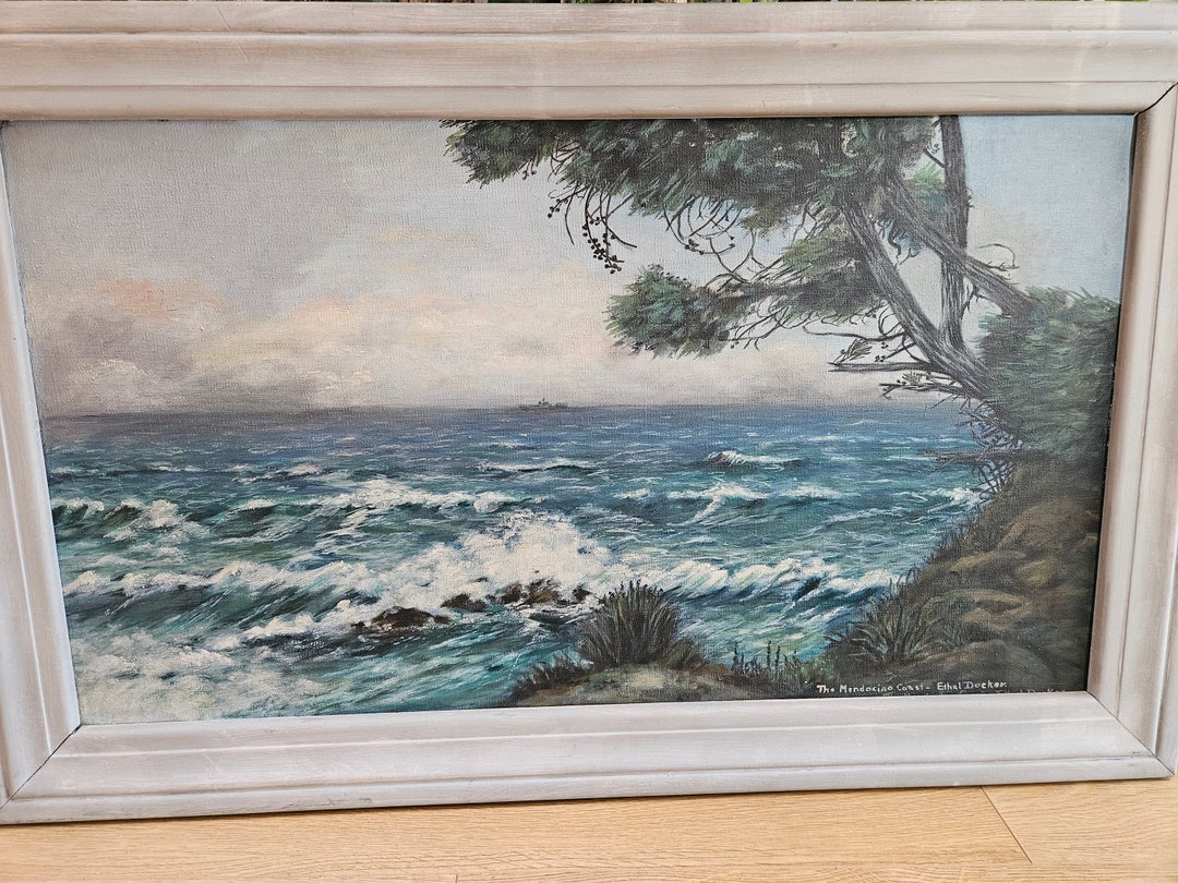 Large California Oil Painting, Framed // 'the Mendocino Coast' by Ethel ...