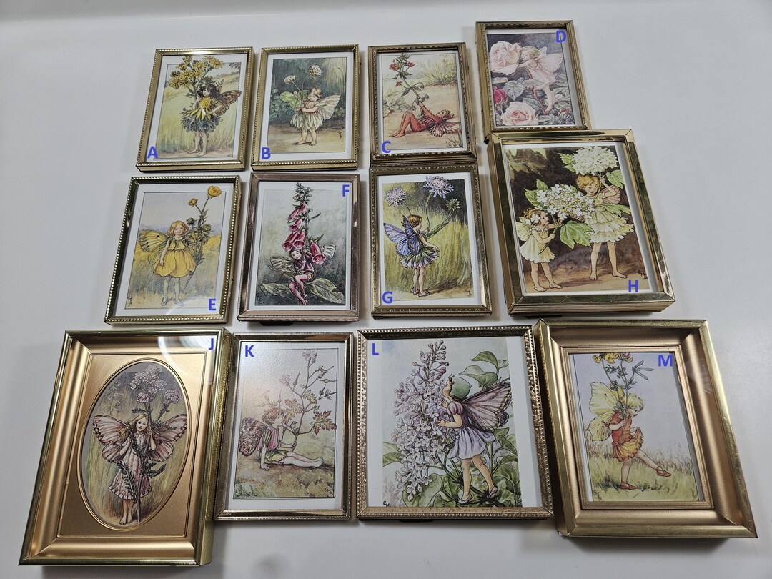 You Choose- Tiny Framed Fairy Art Print in Vtg Tarnished Gold Frame ...