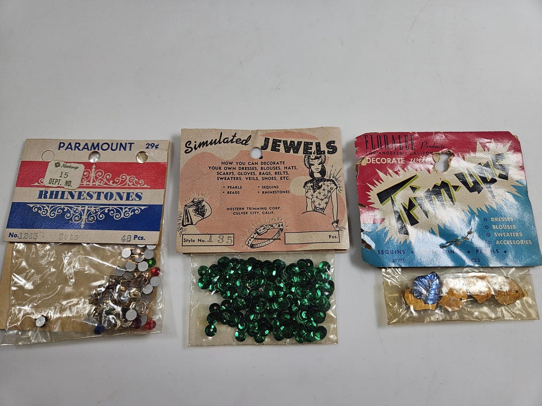 1950s Made in Los Angeles Rhinestone and Sequin Packets, Lot of 3 - Etsy
