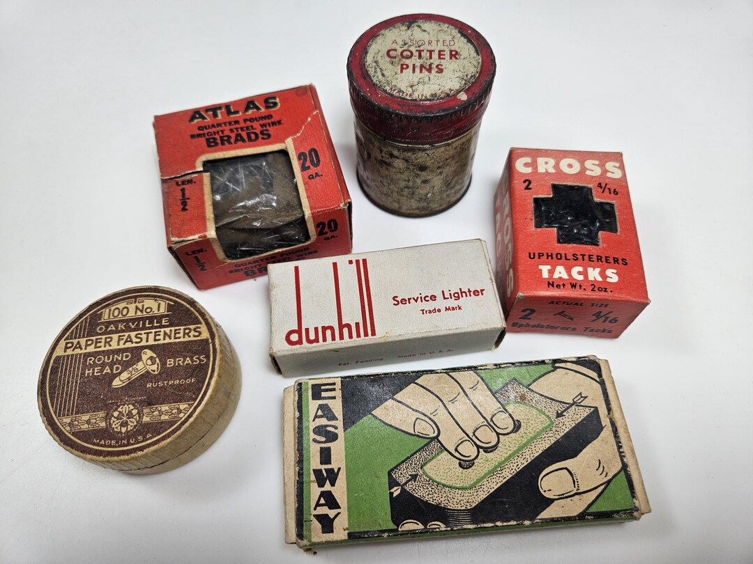 A Collection of 6 Vtg Little Boxes and Tins // Dunhill Lighter Empty ...