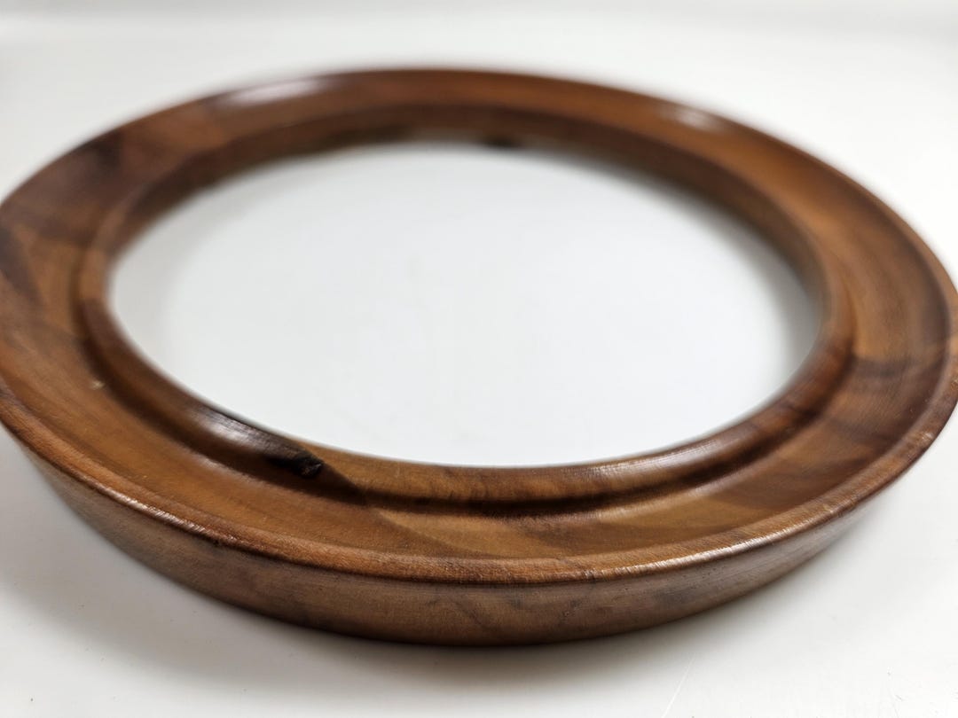 Vtg Round Wood Frame for 5 Inch Photo or Art // Choose With Glass or ...