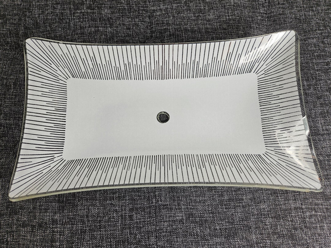 1950s Glass Ceiling Light Fixture Cover, Rectangle 11.75 X 6.5 Inches ...
