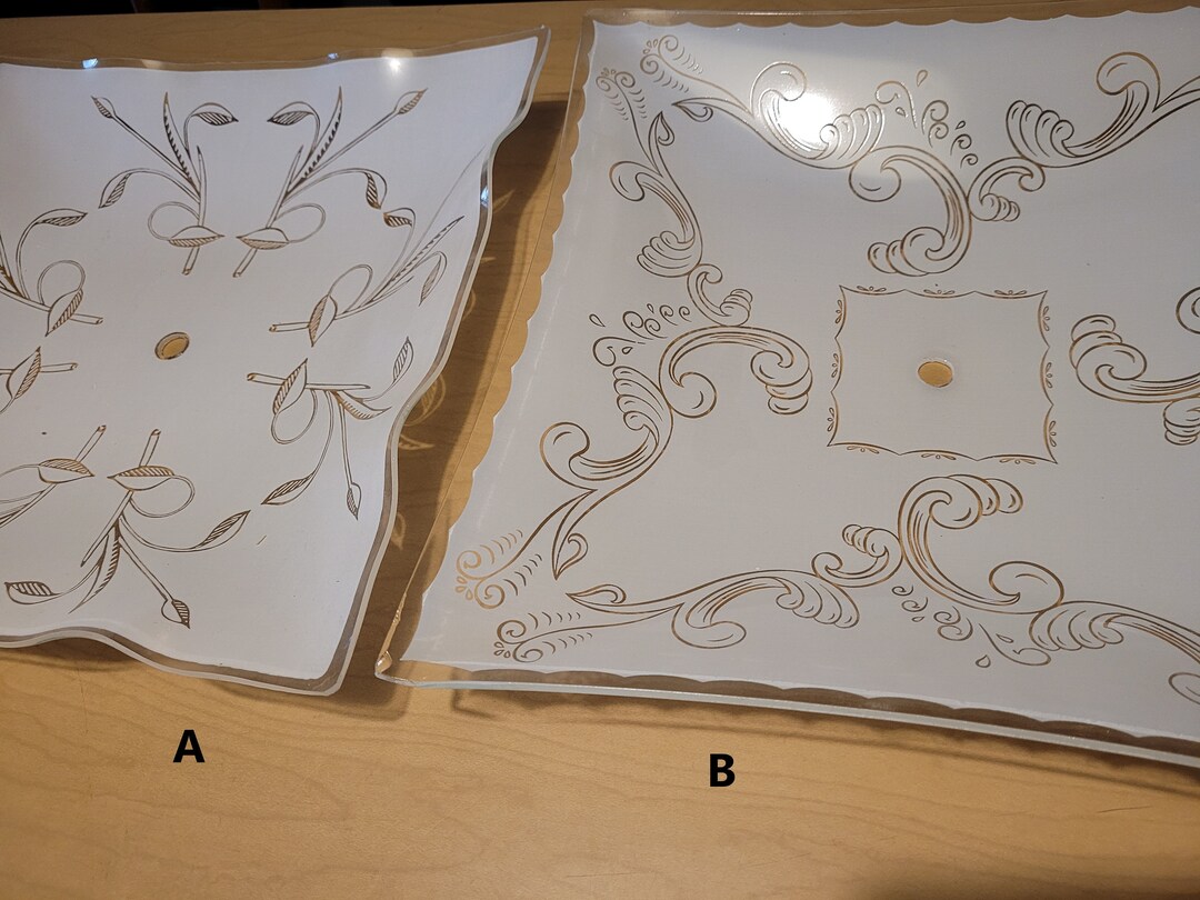 Vintage Square Glass Ceiling Light Fixture Cover 2 Choices // - Etsy